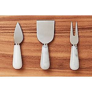Fox Run Premium 3-Piece White Marble Cheese Knife Set, 1.5 x 4.25 x 6.75 inches