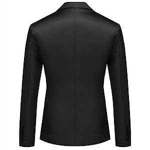 Maiyifu-GJ Men Casual Slim Fit Suit Jacket Lightweight Notched Lapel Business Sport Coat 1 Button Daily Wedding Party Blazer (Black,X-Large)
