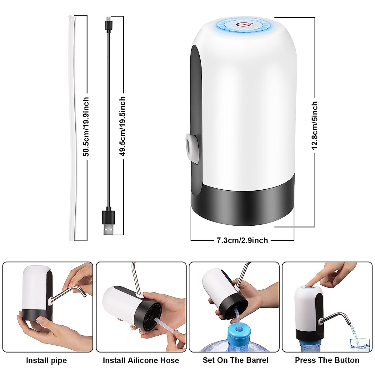 Water Dispenser 5 Gallon - iGreely Electric Drinking Water Pump USB Charging Automatic Portable Water Switch for Universal 2-5 Gallon Bottle