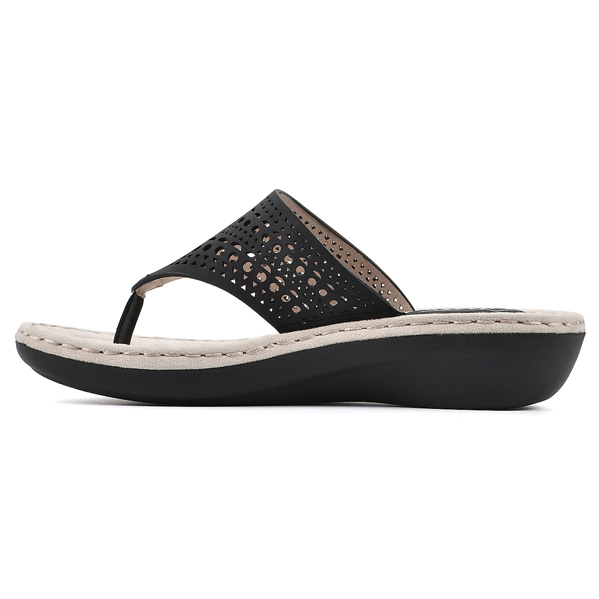 CLIFFS BY WHITE MOUNTAIN Women's Compact Sandal, Black/Nubuck, 9 W