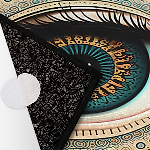 Evil Eye Half Round Doormat Boho Eye Semi Circle Area Rug Non Slip Indoor Outdoor Entrance Half Moon Rug Absorbent Durable Washable Front Floor Mat for Kitchen Bedroom Patio Fireplace Eye Pad