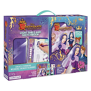 Make It Real - Disney Descendants Royal Wedding Sketchbook with Tracing Light Table. Fashion Design Tracing and Drawing Kit for Girls