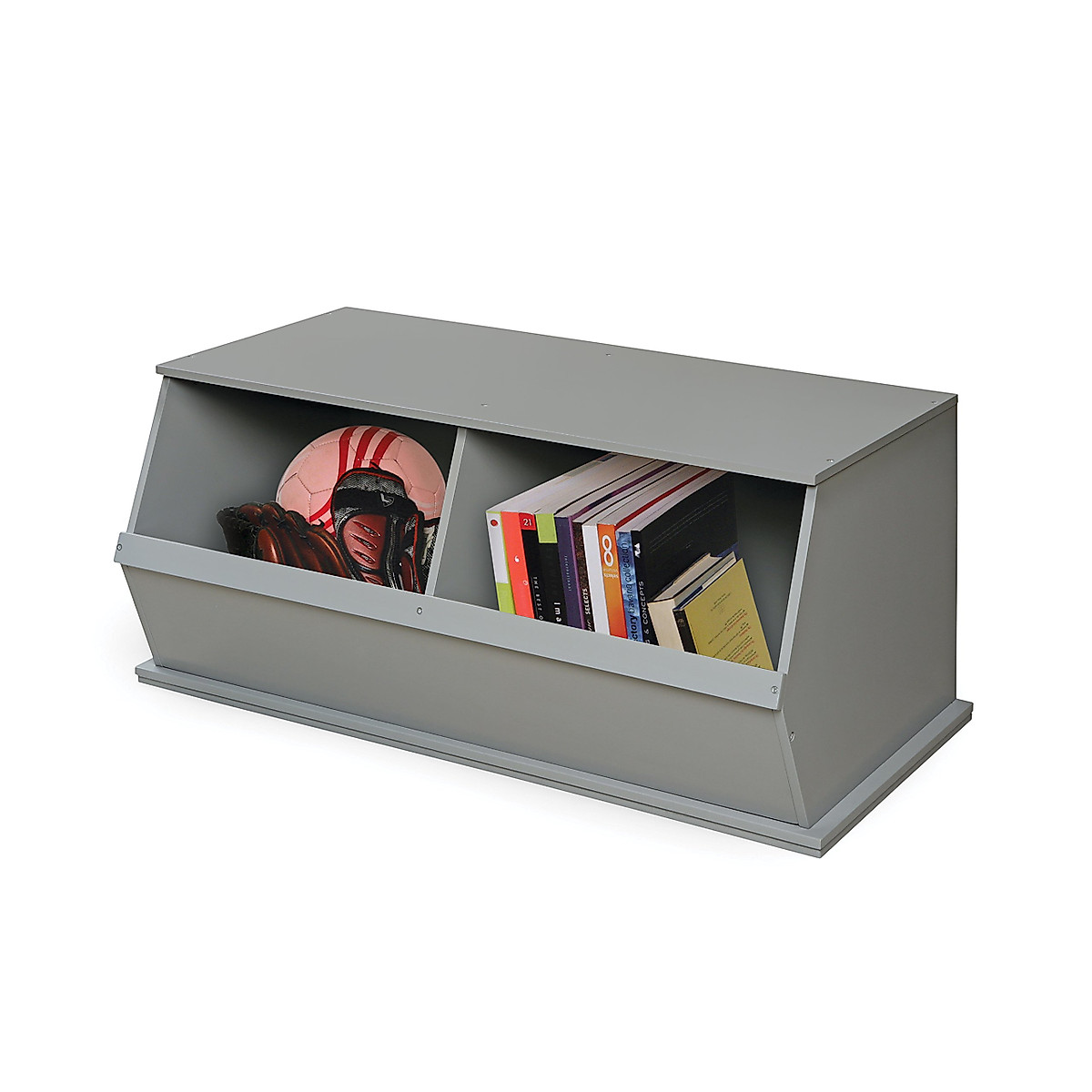 Stackable Wooden 2 Bin Open Storage Toy Organizing Cubby