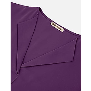 Unixseque 2022 Women's Chiffon Tunic Tops, 3/4 Sleeve V Neck Blouse for Office Work - Violet M