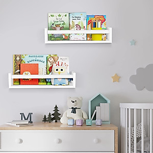 TUEGEGNS Nursery Book Shelves Set of 2,Floating Wall Bookshelves for Kids,Nursery Shelves for Bookshelf Wall,Kids Bookshelf(set of 2 white)