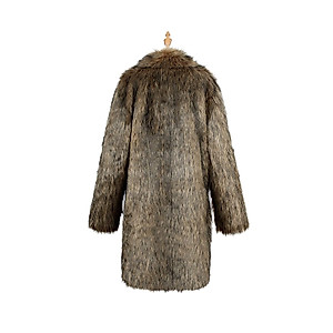 Lafee Bridal Men's Luxury Faux Fur Coat Jacket Winter Warm Long Coats Overwear Outwear (Large, Brown 2)