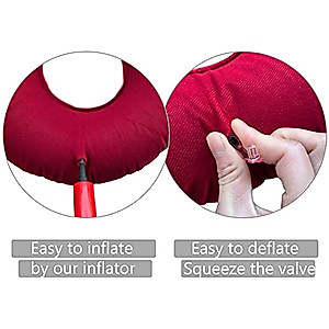 Shineyid Donut Pillow for Tailbone Pain, Inflatable Donut Cushion Seat with A Pump, Hemorrhoid Seat Cushion, Round Wheelchairs Seat Cushion for Office Chair, Car or Home (15" Red)