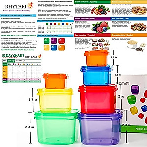 BHYTAKI Portion Control Containers, Double Set (14 Pieces) 21 Day Fix Container and Food Plan, 21 Day Food Portion Containers for Weight Loss with Tally Chart and Food Plan
