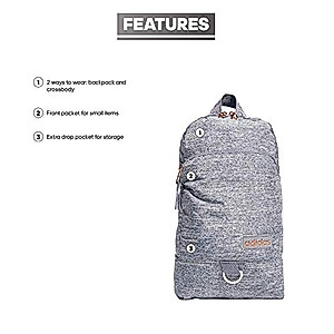 adidas Women's Essentials Convertible Crossbody Sling Bag, Jersey Grey/Rose Gold/Onix Grey, One Size