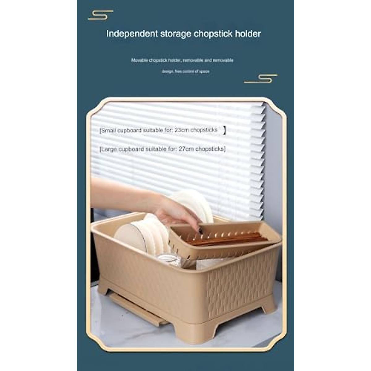 Taqargzy with lidDish Drainer Rack Plate, Silverware, Pots and Pans Drying Rack Chopstick Holder Cup Holder,Multifunctional Dish Rack for Kitchen Counter,Dish Rack with Drainboard,(Elegant Gray)