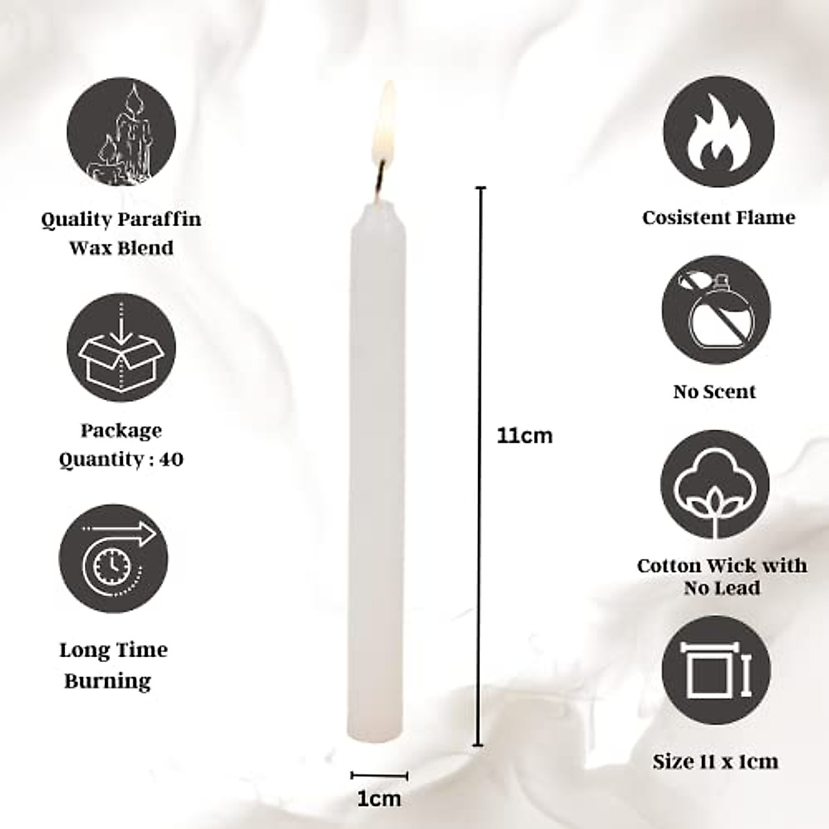 ladyrobyn White Candles for Spell | Candles/Healing Candles/Chime Candles | Unscented Wax Candles Spell Candles Ritual Spell (White)- Set of 40