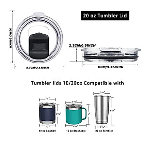 20oz Magnetic Spill Proof Tumbler Lid Compatible with Yeti Lids 20 Oz Replacement Lid, Zark Trail Lid and Othe Replacement Lids for Tumblers (1 Pack)