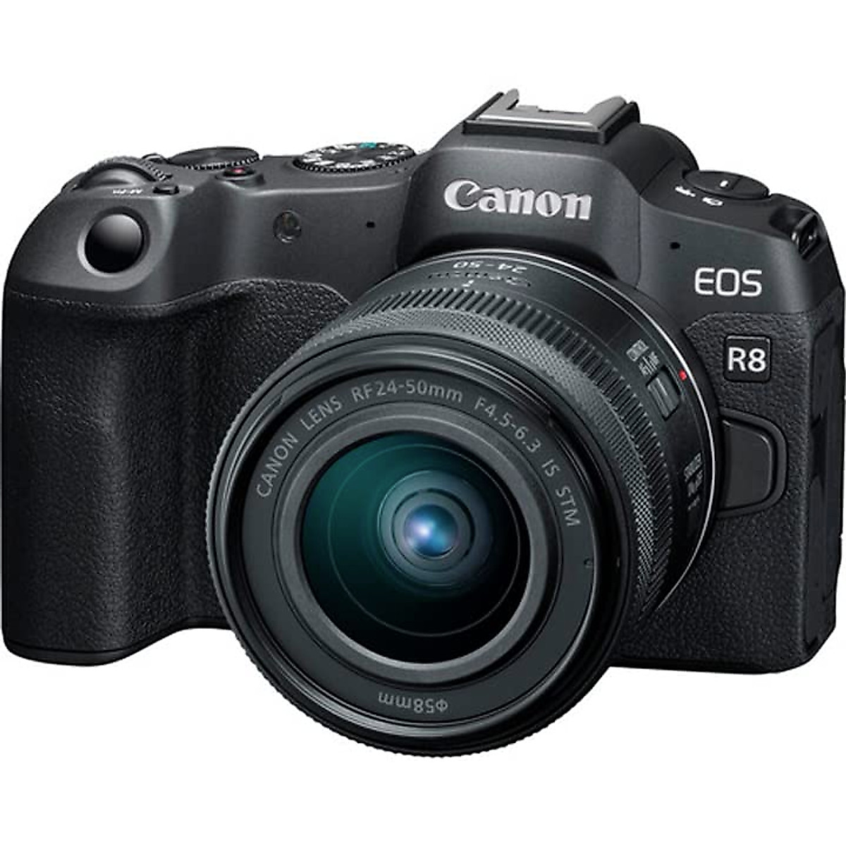 Canon EOS R8 Mirrorless Camera w/RF 24-50mm f/4.5-6.3 is STM Lens + EF 75-300mm f/4-5.6 III Lens + 420-800mm f/8.3 HD Lens + 2X 64GB Memory + Case + Microphone + LED Video Light + More (35pc Bundle)