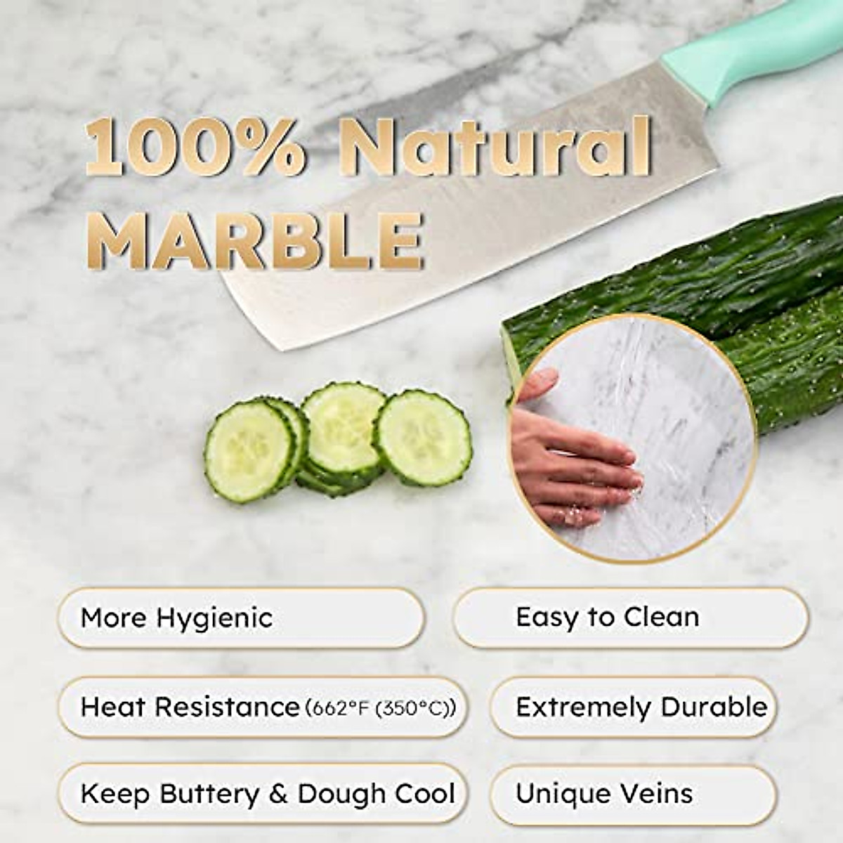 Diflart Natural Marble Pastry White Cheese And Cutting Serving Board with Non-Slip Feet 16x20 Inch Carrara Bianco Christmas | Thanksgiving Gift