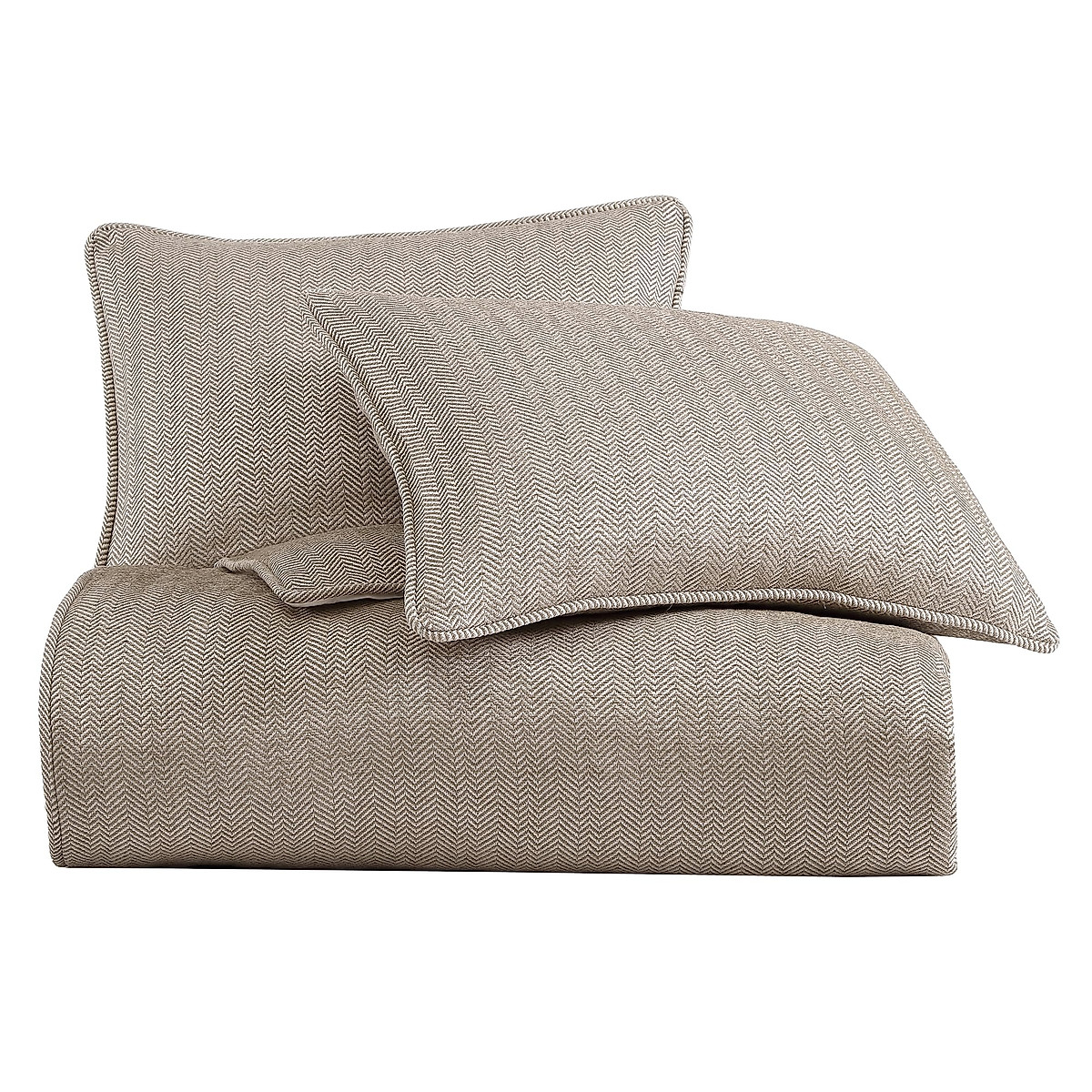 HiEnd Accents Chenille Herringbone 3 Piece Super Queen Duvet Set, Light Tan, Timeless Classic Modern Rustic Woven Tweed Luxury Bedding Set, 1 Duvet Cover and 2 Pillowcases