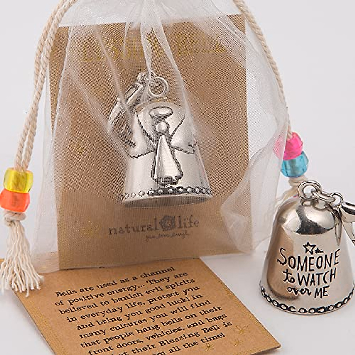 Angel Wing Bell, Bell of Good Luck Gift Blessing Bell Friends are Angels Silver Bell Decorations Christmas Tiny Silver Bell Suitable Gift for Friend or Loved One Angel Blessing Bell Always