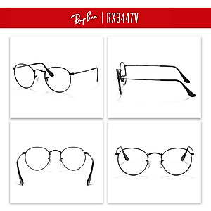 Ray-Ban RX3447V 2503 50MM Matte Black Round Eyeglasses for Men for Women + BUNDLE With Designer iWear Eyewear Kit