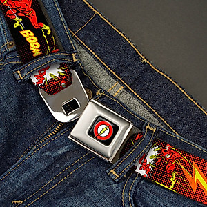 Buckle-Down Seatbelt Belt - The Flash BOOM-KABOOM! - 1.0" Wide - 20-36 Inches in Length