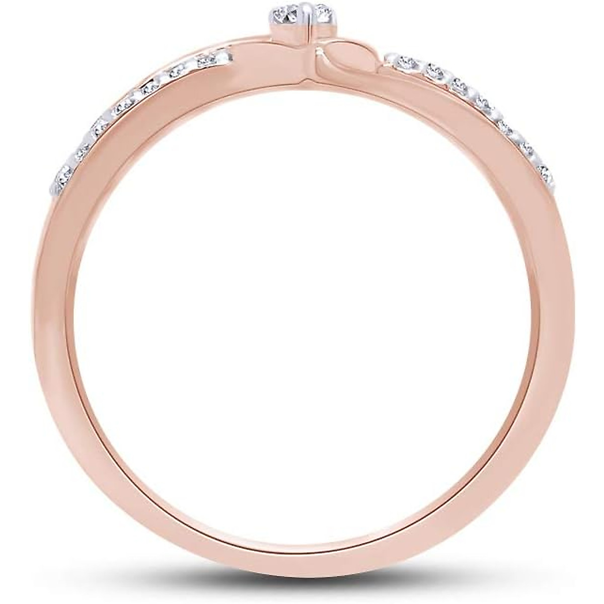 AFFY Round Cut Natural White Diamond Split Shank Heart Promise Bypass Engagement Ring In 14k Gold Over Sterling Silver (0.10 cttw, Color- I-J, Clarity- I2-I3) Gift For Her