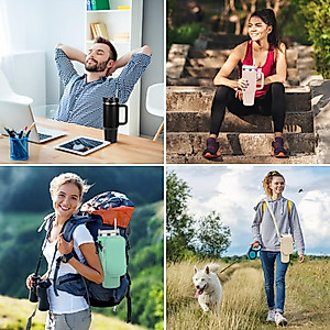 E-Senior 40 oz Tumbler with Handle and Carrier Bag, Stainless Steel Cup Reusable Insulated Coffee Mug,Keep Hot/Cold,Travel Water Bottle with holder For Travel Home, Office (Black)