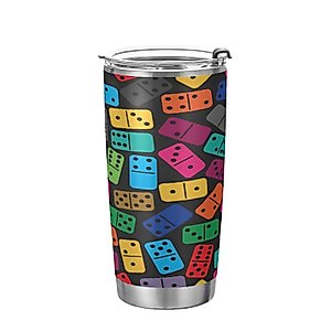 Color Dominoes Tumbler Stainless Steel Insulated Cup Travel Mug for Coffee Double Wall Vacuum Thermos with Straw and Lid 11oz