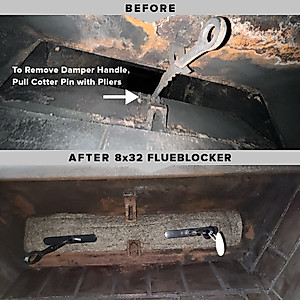 Flueblocker for 8"X32" Chimney Flue – Chimney Sheep Fireplace Draft Stopper Plug Replacement Damper Fireplace Tool – Better Than Inflatable Pillow or Balloon–Save Energy Block Odor & Debris