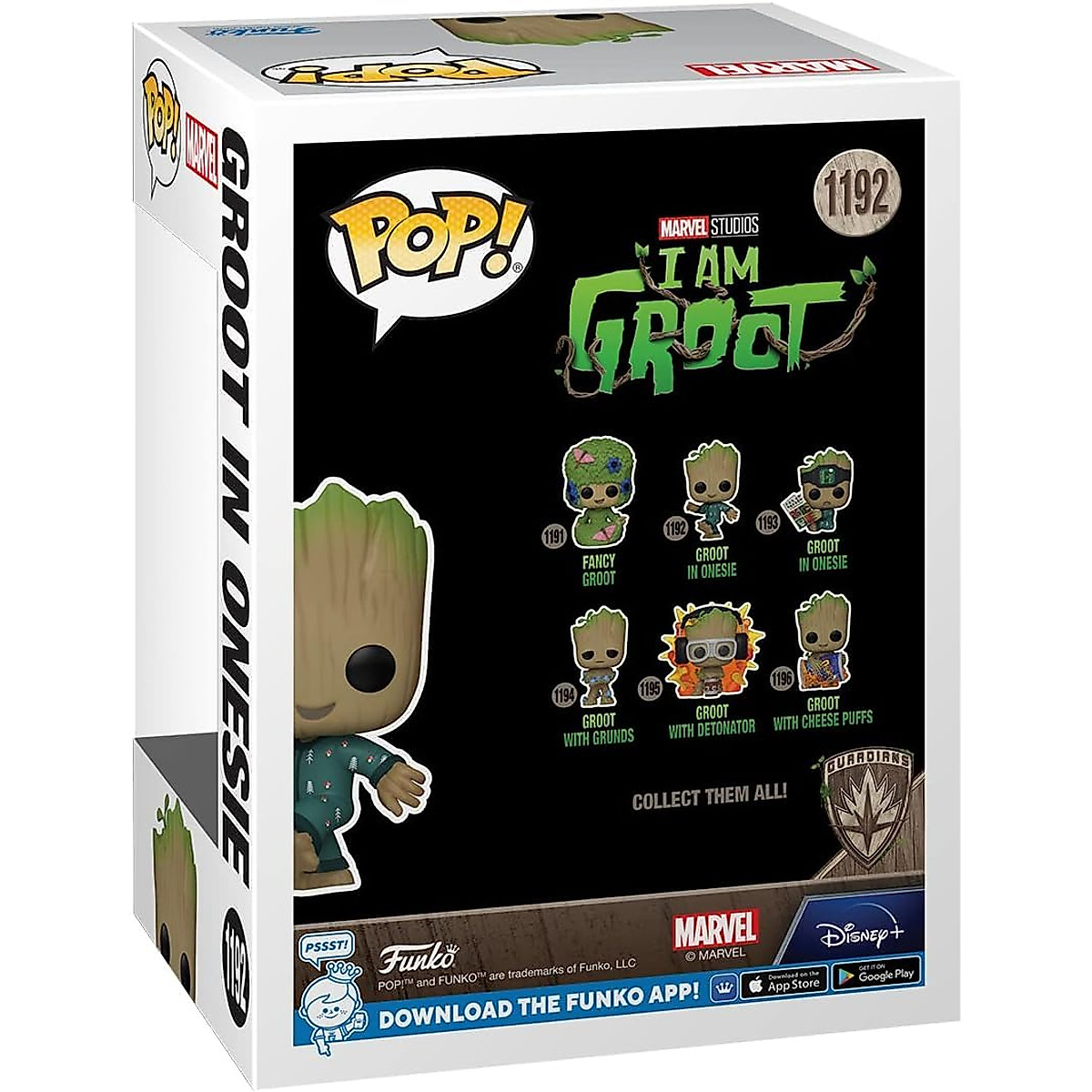 POP Marvel: I Am Groot - Groot Dancing in Onesie PJs Funko Vinyl Figure (Bundled with Compatible Box Protector Case), Multicolored, 3.75 inches