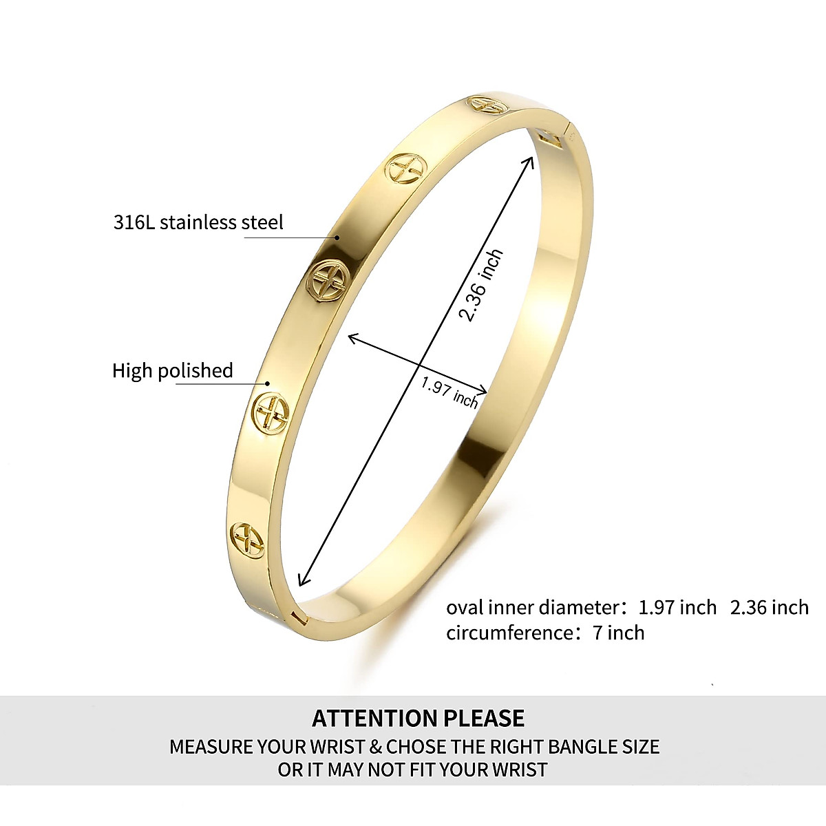 YCSLYW Women's Stainless Steel Bracelet Jewelry Crystal Bracelet With Cube Zircon Hinge Jewelry oval Bangle Christmas Valentines Birthday Gifts for Women