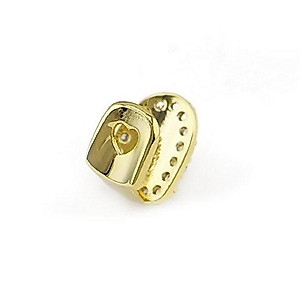 mainlead 14k Gold Pave Full CZ Single Teeth Top Cap Grills Ice Border