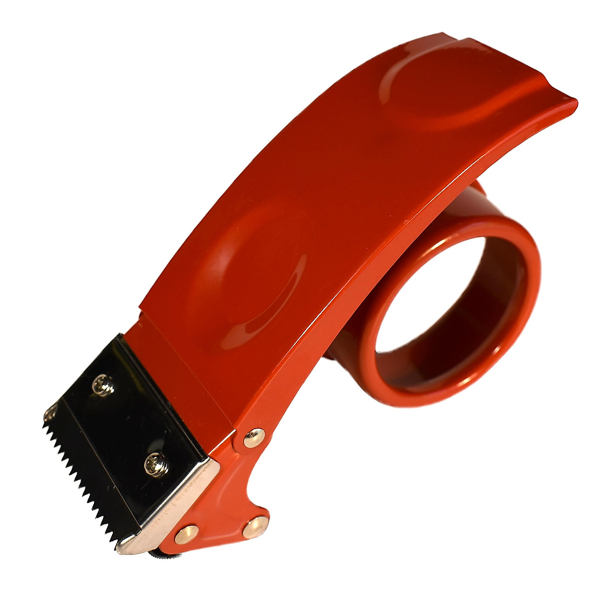 Heavy Duty Steel Packing Tape Dispenser - for 2 inch Wide Tape with 3 inch Inner Paper Core - Hand-Held Professional Quality Metal Packaging Tape Dispenser for Sealing Moving and Shipping Boxes, Red