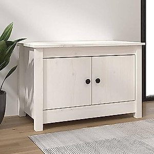 FAMIROSA Shoe Cabinet White 27.6"x15"x17.9" Solid Wood Pine,10.3 KG,813780
