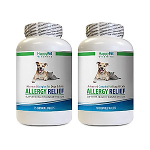 cat Skin Conditioner - PET Allergy Relief - for Dogs and Cats - Stop ITCHING and HOT Spots - Healthy Immune Support - cat Coat Supplement - 2 Bottles (150 Tablets)