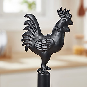 JOIN IRON Rooster Desktop Tissue Holder for Kitchen Roll Organize,Paper Towel Holder Black Kitchen Roll Holder, One-Handed Operation Countertop Roll Dispenser with Weighted Base,