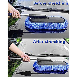 Moonlinks Car Duster Kit, Extendable Handle Microfiber Duster Dashboard Duster Interior,Air Conditioner Vent Brush and Microfiber Cloth for Cleaning Exterior or Interior Auto Duster Set (Set of 4)