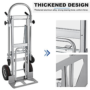 TOPDEEP 3in1 Aluminum Hand Truck,Convertible Hand Truck Dolly Large Size 1000 lb Capacity, Utility Cart Converts from Hand Truck to Platform Cart with 10" Hi Tech Rubber Wheels