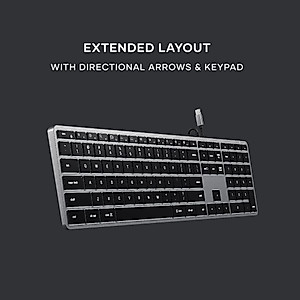 Satechi Slim W3 Wired Backlit Keyboard with Numeric Keypad – Illuminated Keys & USB C Connection – for MacBook Pro, MacBook Air, iPad Pro, iMac and More