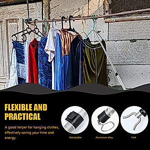 Telescoping Pole Clothes Pole with Hook Telescopic Reach Stick Pole with Handle for High Reach Areas Blind Window Silver Clothesline Outdoor