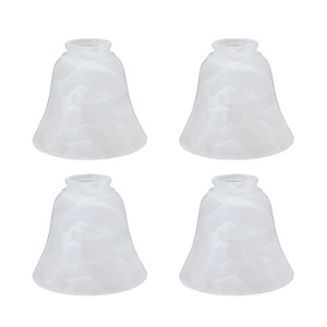 Aspen Creative 23027-4 Transitional Alabaster Bell Shape Ceiling Fan Glass Shade.2-1/8"Fitter.Size:5-3/8"D x 4-3/4"H.4Pcs/Pack
