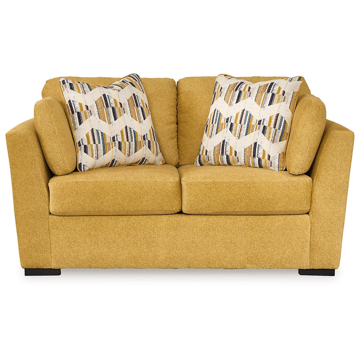 Signature Design by Ashley Keerwick Scandinavian Loveseat with 4 Toss Pillows, Yellow
