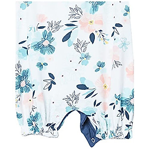 HonestBaby Multipack Short Romper Sets and Dresses 100% Organic Cotton for Infant Baby, Toddler Boys, Girls, Unisex (LEGACY), Dreamy Floral Aqua Blue, 3-6 Months