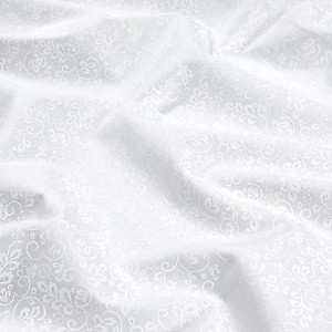 Wilmington Essentials Cotton Clouds Leaf and Scroll White-on-White, Fabric by the Yard