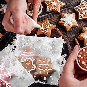 416Pcs Self Adhesive Cookie Bags Cellophane Treat Bags,200pcs Candy White Polka Dot Frosted Bags& 216pcs White Paper, Kraft Paper Thank You Sticker, Cookie Bags for Gift Giving Cookie Chocolate