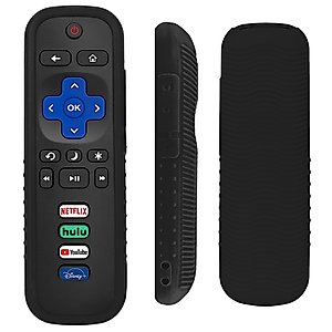 Universal Silicone Protective Cover Case Skin for Roku Voice Remote - Shockproof, Dustproof, and Washable - Fits Most TCL Smart TV Roku Controller Models (Black)
