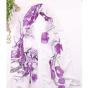 GOFINEE Women Chiffon Long Neck Scarf Head Hair Wrap Soft Lightweight Grape