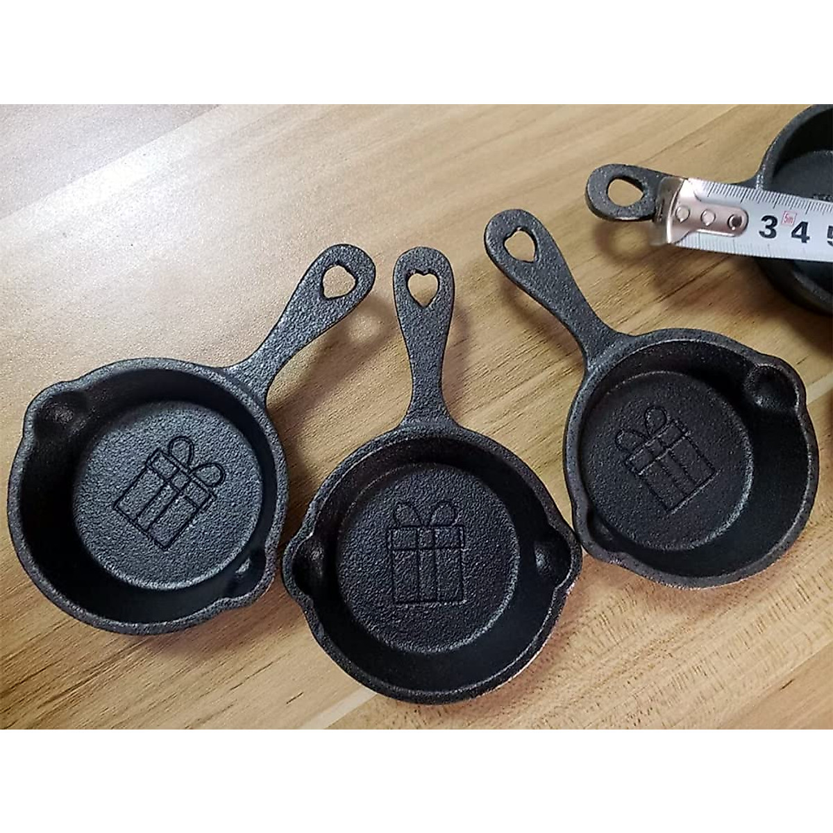 HAWOK Cast Iron Mini Skillet with wishing card gift bag DIA. 2.75 inch Set of 6 Black…