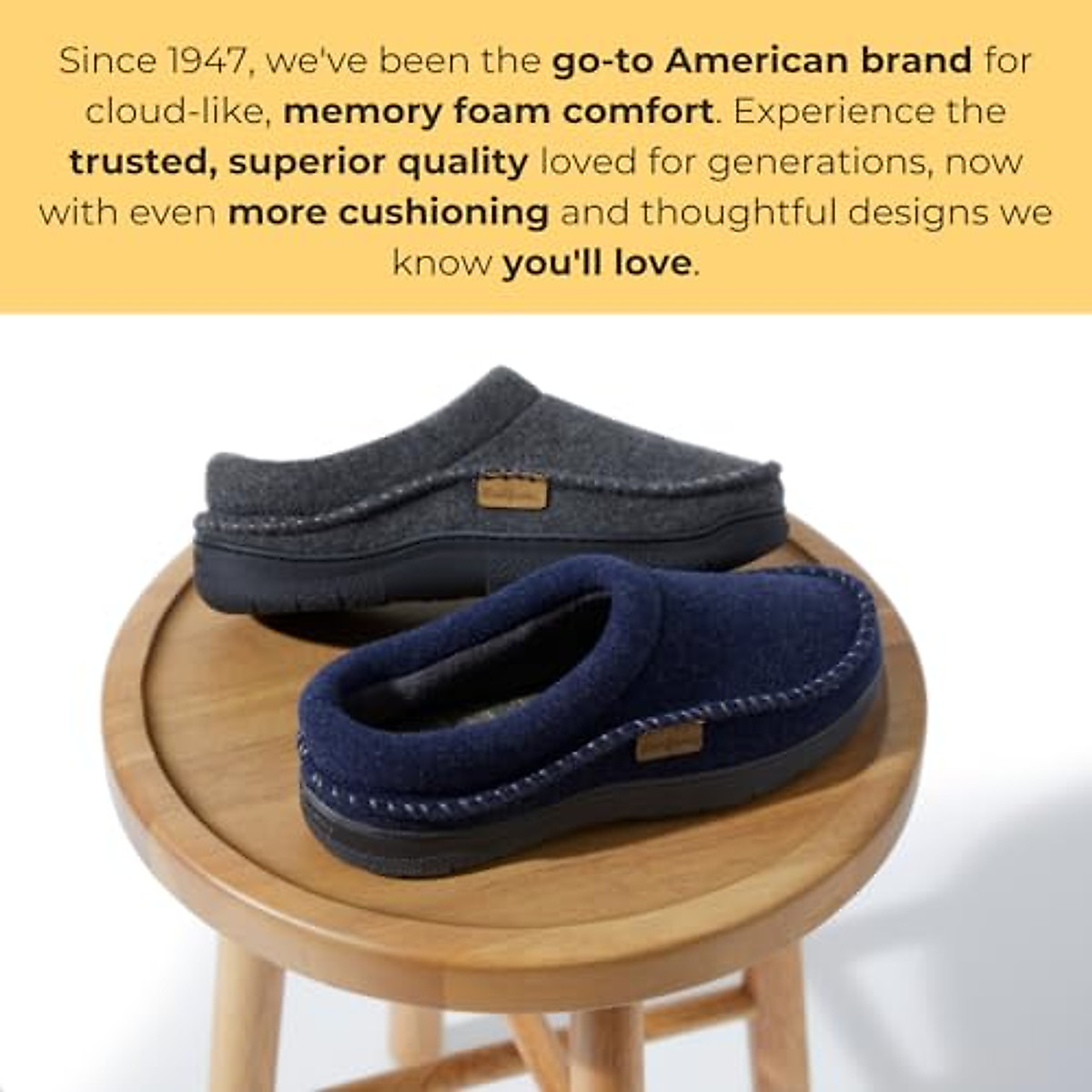 Dearfoams Men's Thompson Cozy Memory Foam Indoor Outdoor Clog House Slipper, Dark Heather Grey (Wool), Medium