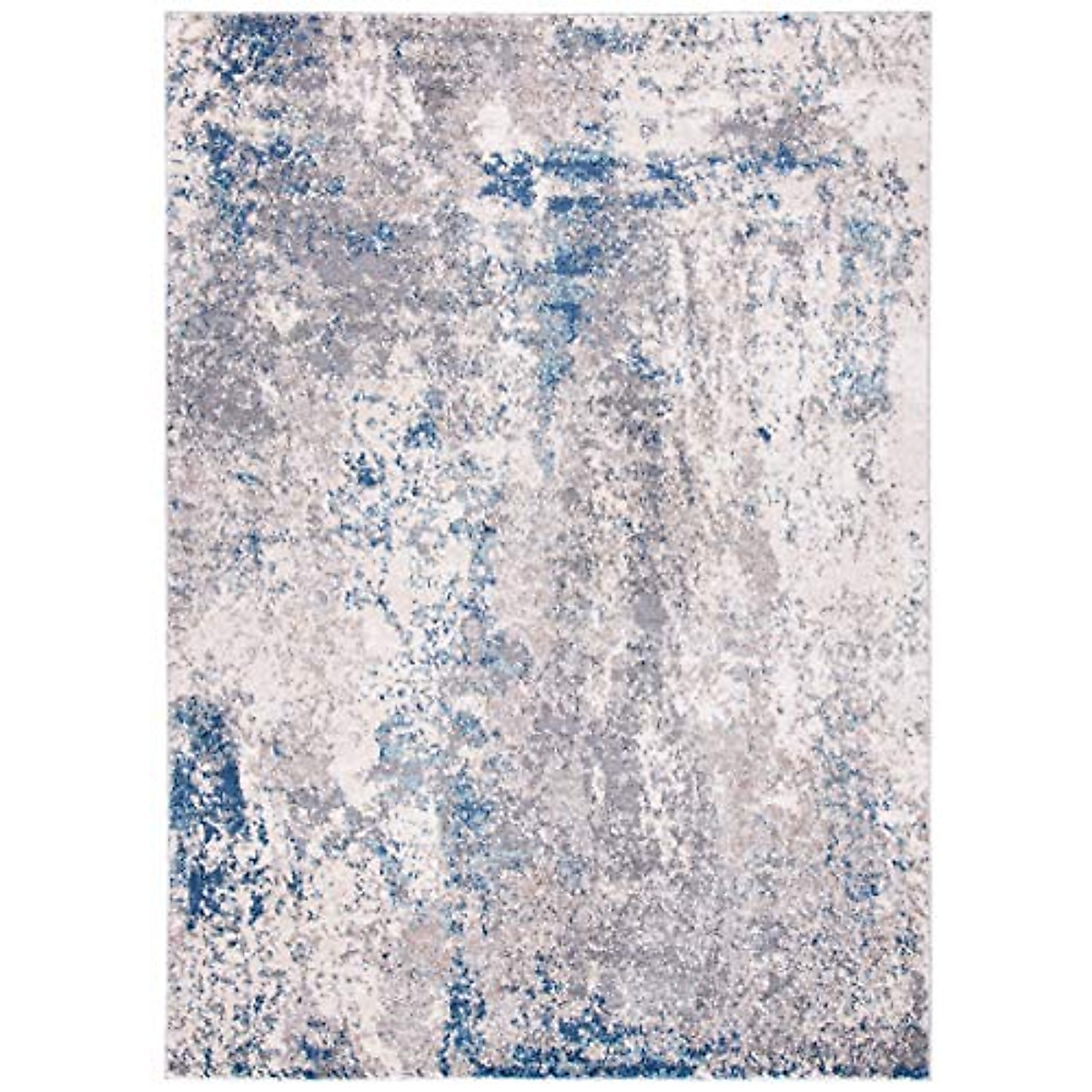 SAFAVIEH Aston Collection 3' x 5' Grey / Navy ASN718F Modern Abstract Non-Shedding Living Room Bedroom Accent Rug
