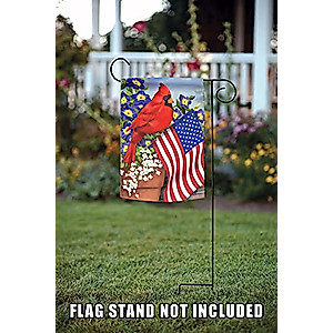 Toland Home Garden 1112538 American Cardinal Patriotic Flag 12x18 Inch Double Sided Patriotic Garden Flag for Outdoor House Bird Flag Yard Decoration