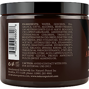 Argan Oil Hair Mask, 100% Organic Argan & Almond Oils - Deep Conditioner, Repair Dry Damaged, Color Treated & Bleached Hair - Hydrates & Stimulates Hair Growth, 8 Oz
