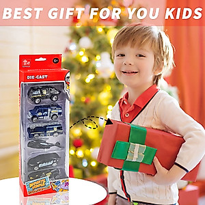 6 Pack Diecast Police Car Toy Set, Mini Alloy Models Police Car Toys for Boys 3-5 6 7, Armored Vehicle, Bulletproof Car, Rescue Truck, Military Helicopter, Armed Car Police Toys Kids Birthday Gift